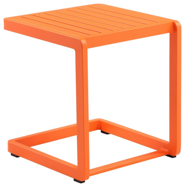 Benzara BM205665 Aluminum Outdoor Side Table With Plank Style Top ...