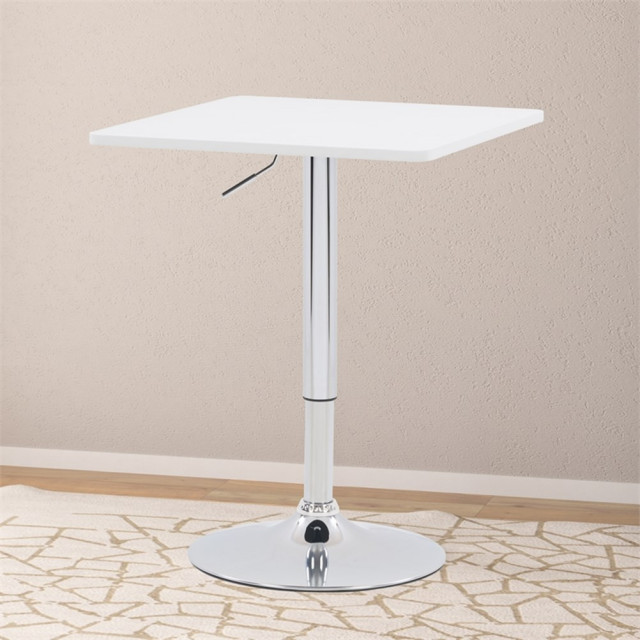 CorLiving Maya White Engineered Wood Square Adjustable Height Swivel ...