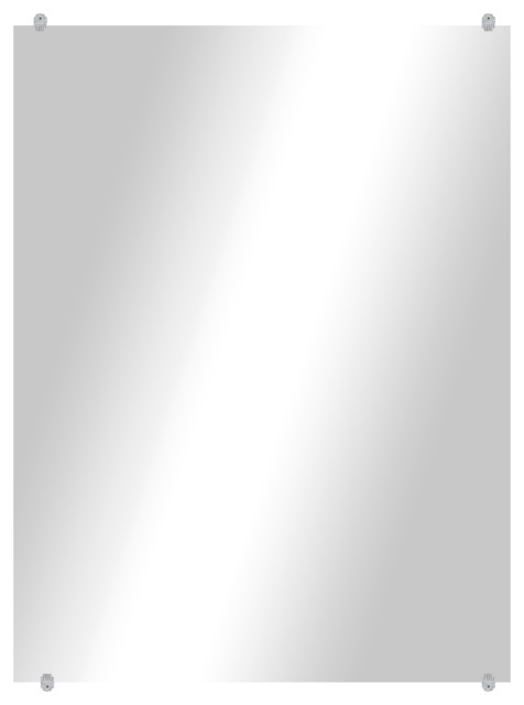 Modern Rustic Non Beveled Frameless Mirror With Clear Clips, 33x27 ...