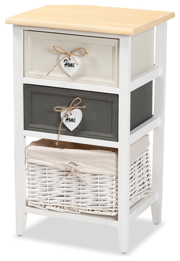 Modern Multicolored Wood 2-Drawer Storage Unit With Baskets ...