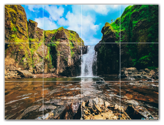 Waterfalls Ceramic Tile Wall Mural HZ501144, 32" Wide x 24" High ...