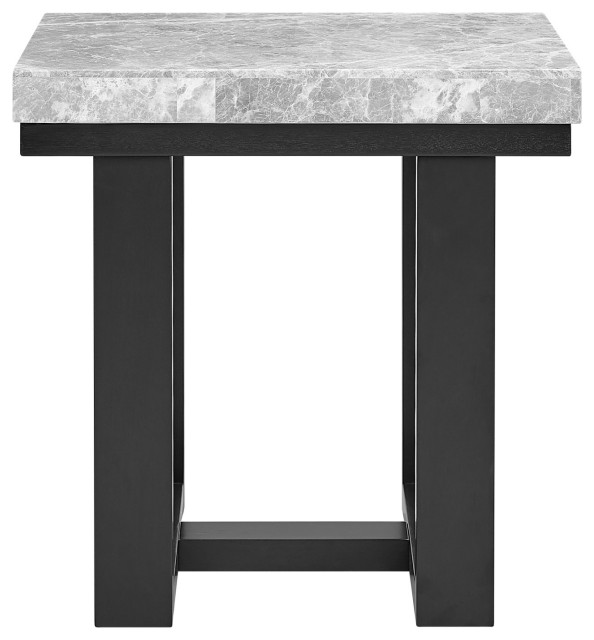 Lucca Gray Marble Top End Table - Transitional - Side Tables And End ...
