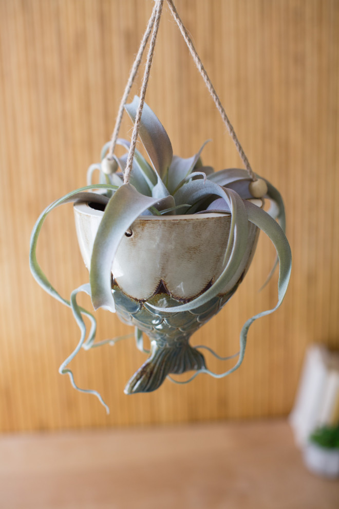 Kalalou Cdv2015 Ceramic Hanging Fish Tale Planter - Beach Style ...