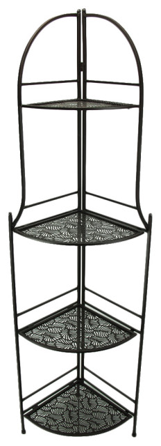 4 Tier Brown Metal Decorative Corner Rack Display Shelf 61 inch, One ...