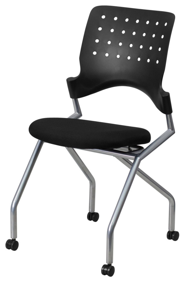 Set of 4 Multipurpose Chair, Nesting Design With Wheeled Frame & Dotted ...