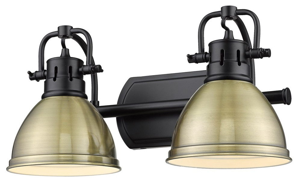Golden Duncan 2-Light Bath Vanity 3602-BA2 BLK-AB, Matte Black ...