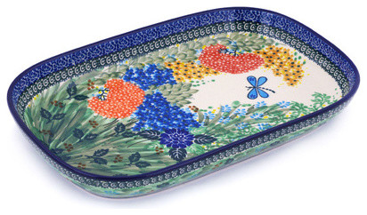 Polmedia Polish Pottery 13" Stoneware Platter - Mediterranean - Serving ...