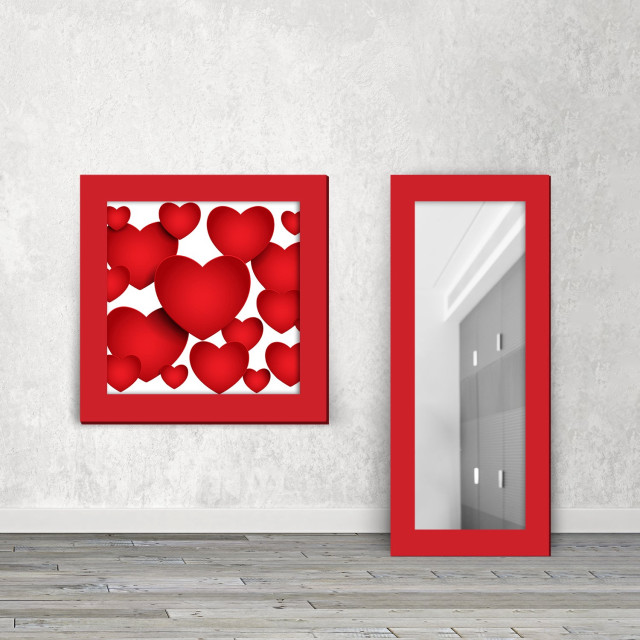 Grandeur Spotlight Mirror And Wall/Floor Art Set, Italian Red, WM05015 ...
