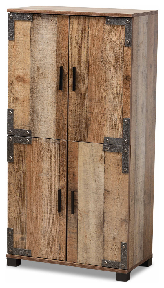 Angelou Farmhouse Rustic 4-Door Shoe Cabinet - Industrial - Shoe ...