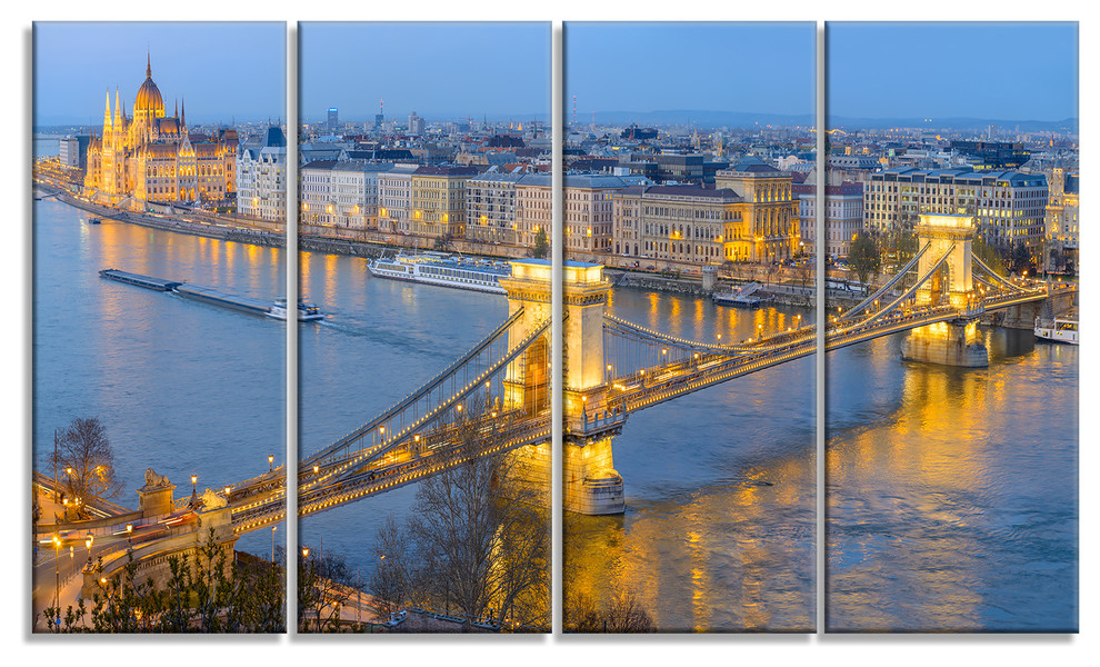 "Chain Building and Parliament in Budapest" Wall Artwork, 48"x28 ...