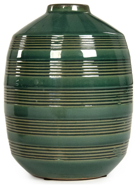Distressed Emerald Vase Large - Contemporary - Vases - by Hudson Home ...