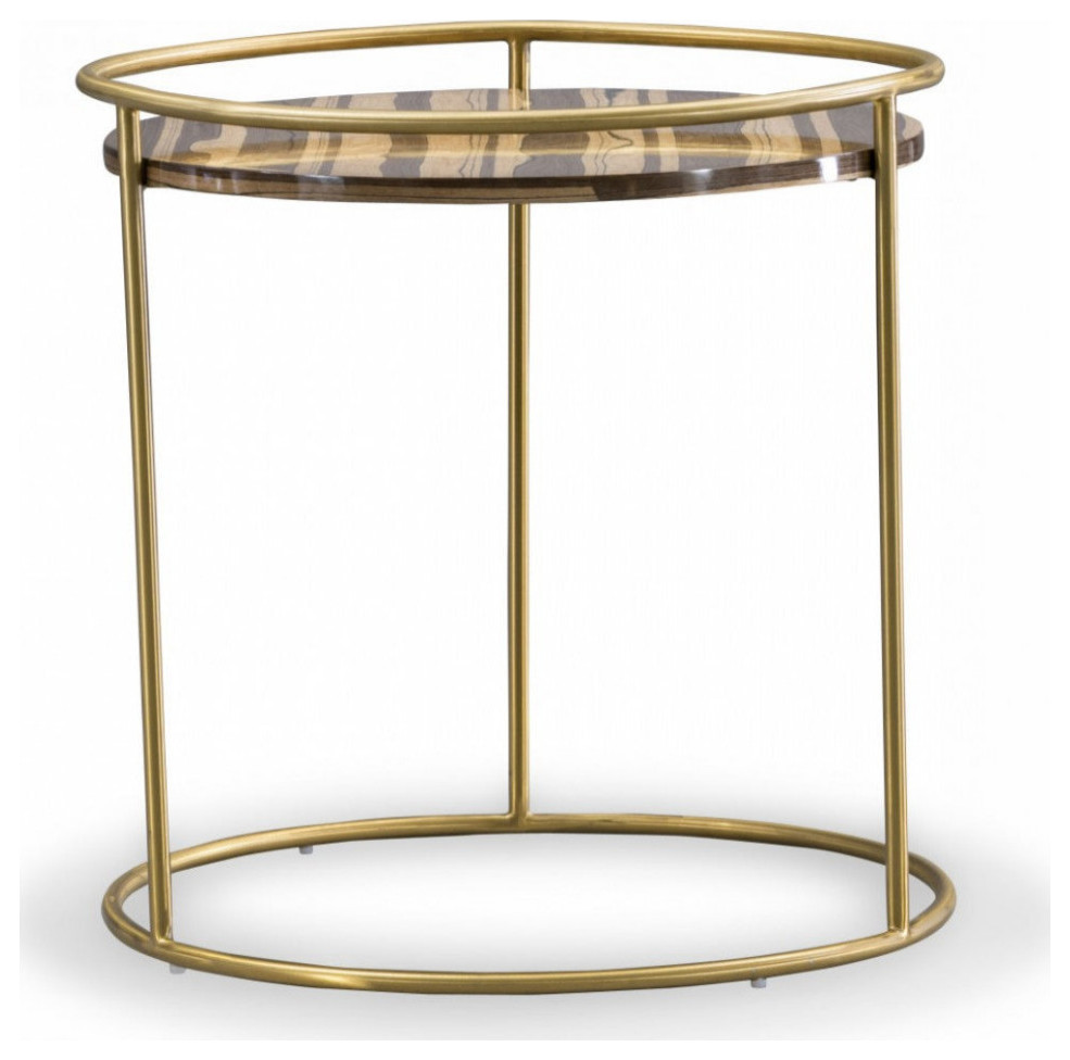 Terry Glam Brown and Gold Marble End Table - Contemporary - Side Tables ...