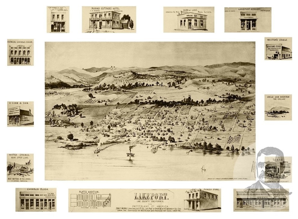 Old Map of Lakeport California 1888, Vintage Map Art Print, 12"x18 ...