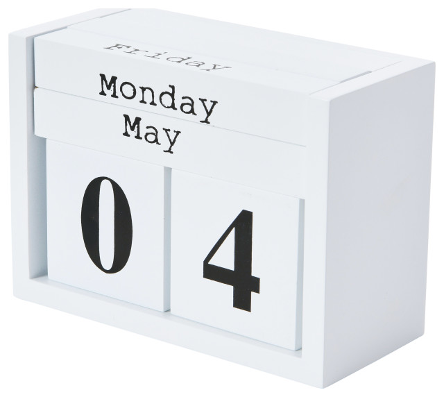 Wooden Perpetual Desk Block Calendar with Day and Month - Contemporary ...