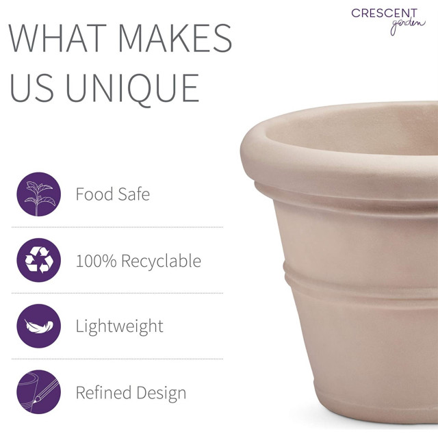 Crescent Garden Brunello Classic Rolled-Rim Planter 16 (Weathered ...