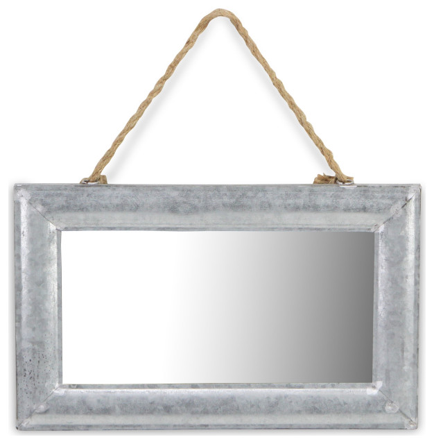 Rustic Hanging Mirror with Galvanized Frame - Farmhouse - Wall Mirrors ...