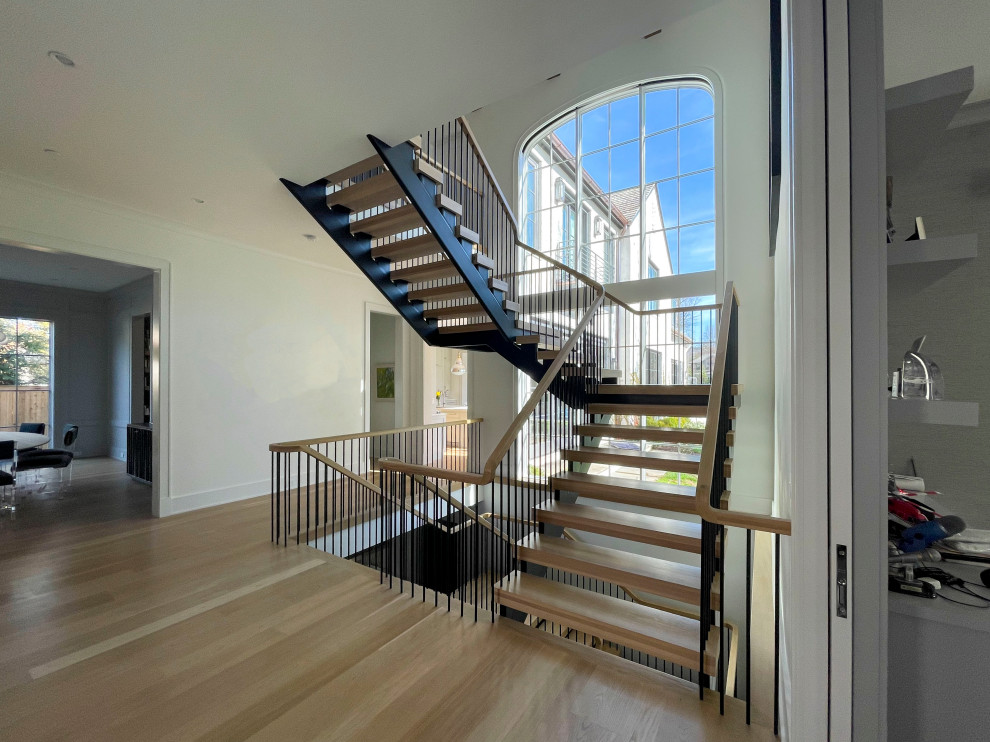 96_Dramatic cantilevered no-riser staircase, Bethesda, MD 20814 ...