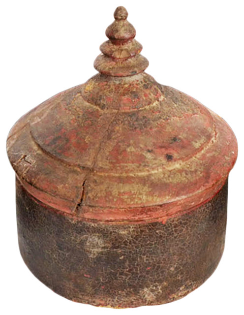 Consigned Antique India Wood Tikka Box - Asian - Decorative Boxes - by ...