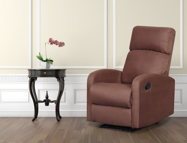 Modern Home Slim Design Microfiber Brown Recliner, Brown - Contemporary ...