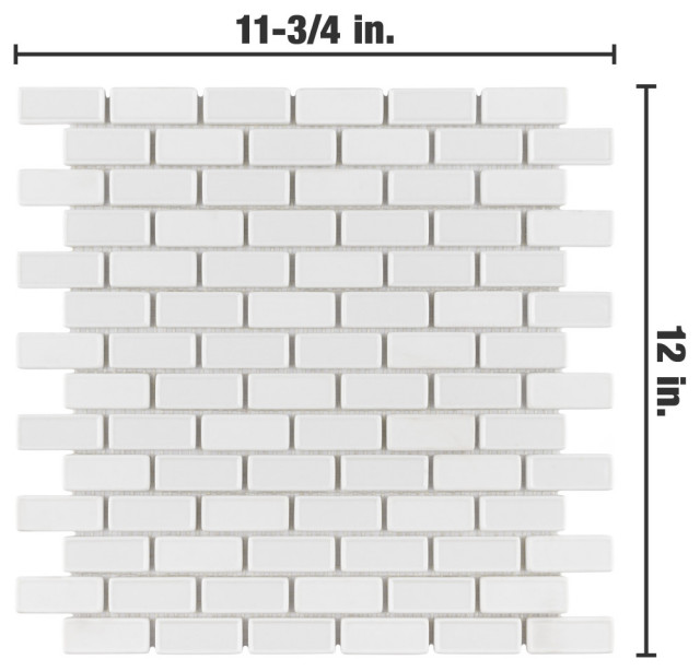 Expressions Recessed Subway White Glass Floor and Wall Tile ...