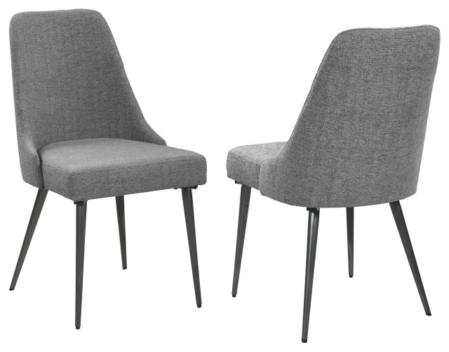Alan Upholstered Dining Chairs Grey, Set of 2 - Midcentury - Dining ...