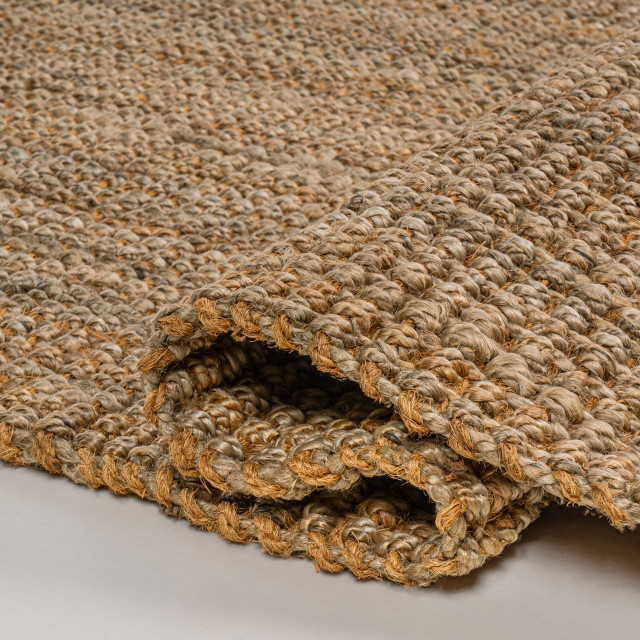 Biot Traditional Rustic Handwoven Jute Solid Natural 3 ft. x 5 ft. Area ...