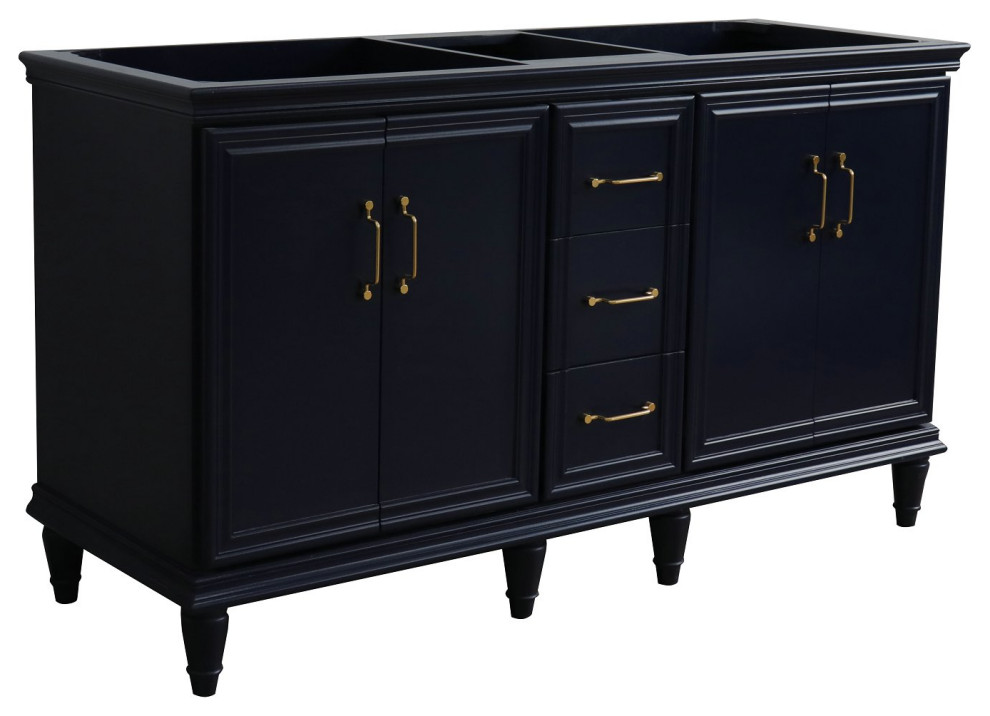 60" Double Vanity, Blue Finish, Cabinet Only - Transitional - Bathroom ...