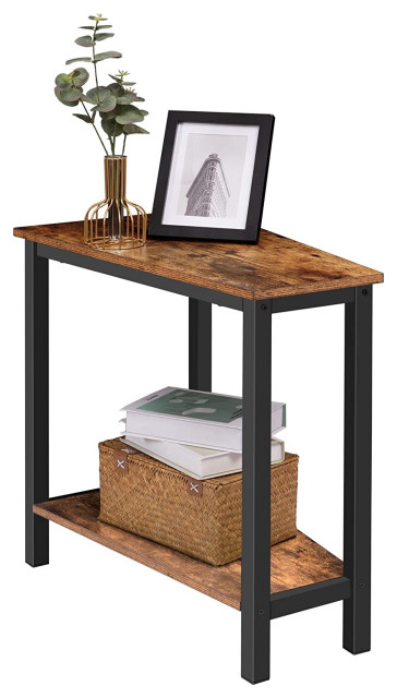 Modern Wedge End Table with Extra Bottom Shelf for Small Space ...