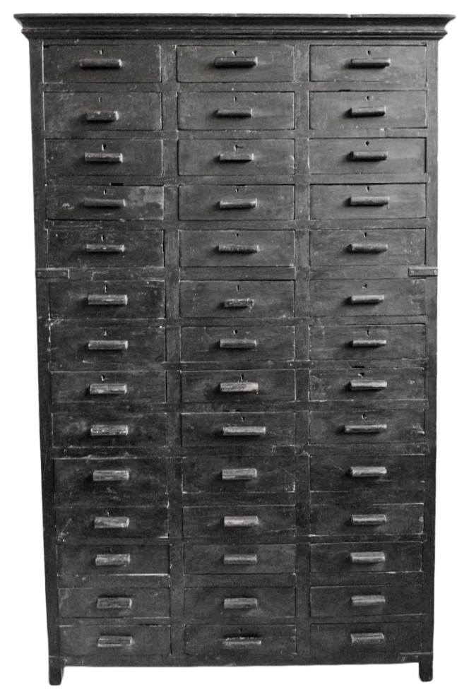 Consigned Black Drawer Shop Cabinet - Industrial - Dressers - by Design ...