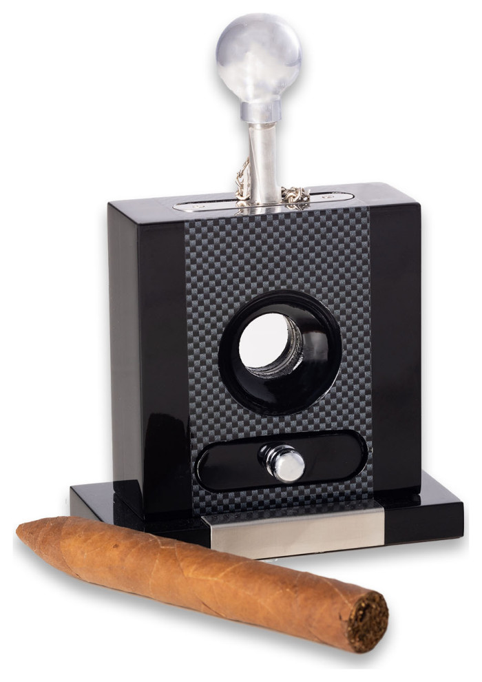 Lacquered Carbon Fiber and Black Wood and Table Top Guillotine Cigar ...