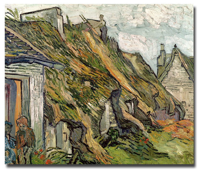 'Cottages in Chaponval, Auvers-sur-Oise' Canvas Art by Vincent van Gogh ...