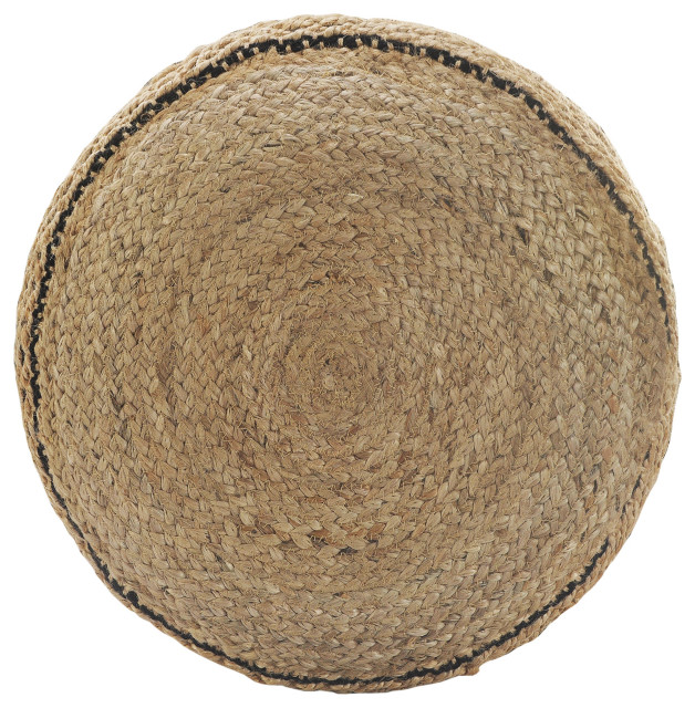 Handcrafted Black Chevron Natural Jute Pouf - Beach Style - Floor Pillows And Poufs - by LR Home ...