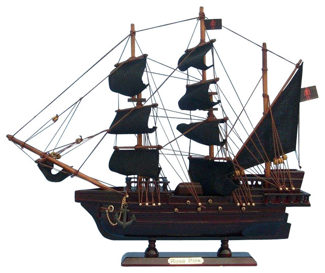 Ed Low's Rose Pink Pirate Ship, Wooden Pirate Ship, 14", 14" - Beach ...