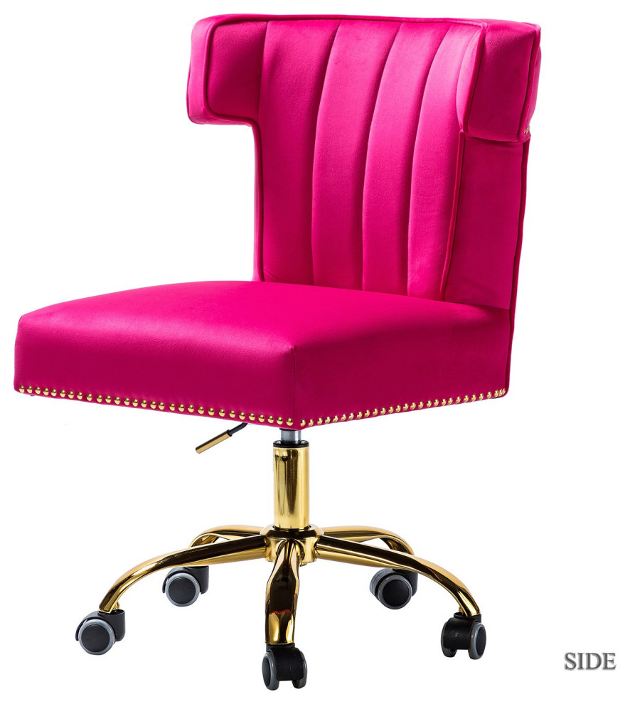 Contempo Fushia Velvet Nailhead Office Chair - Contemporary - Office ...