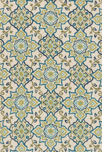 Loloi Francesca Collection Rug, Ivory and Ocean, 3'x3' Round ...