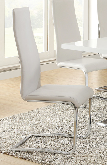 White Faux Leather Dining Chairs With Chrome Legs, Set of 2 ...
