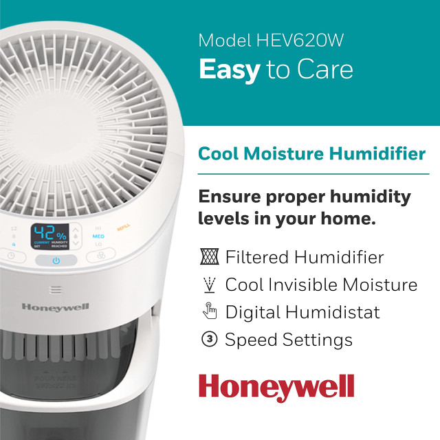 Top Fill Tower Humidifier, Digital Humidistat, Black Cool Mist ...