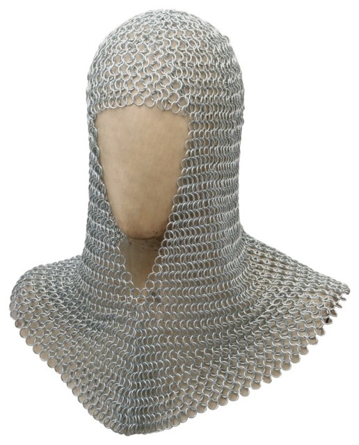 Metal Chain Mail Coif Medieval Armor, Silver - Contemporary ...