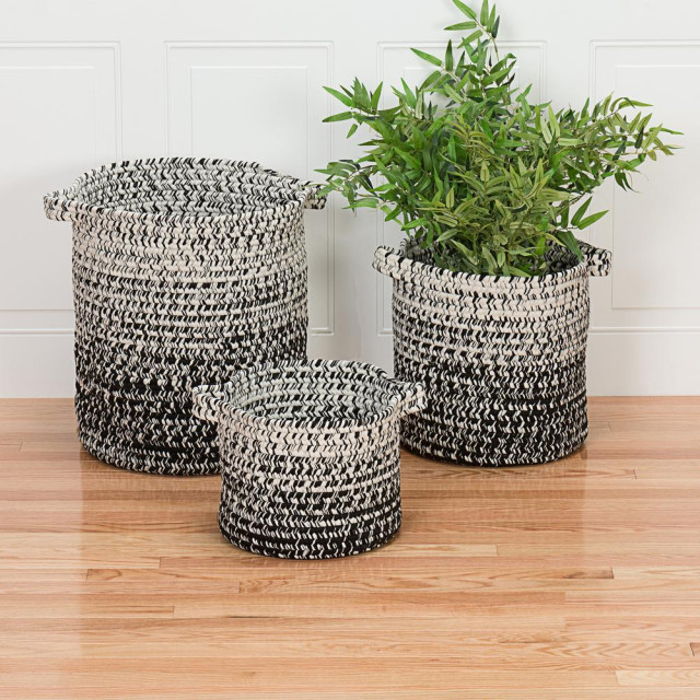 Monet Ombre Basket, Black/White 12"x12"x10" - Contemporary - Baskets ...