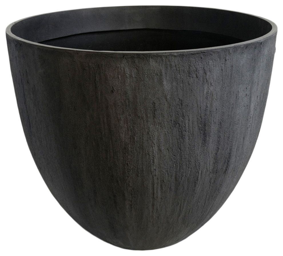 Charcoal Composite Planter Pot Medium - Transitional - Outdoor Pots And ...