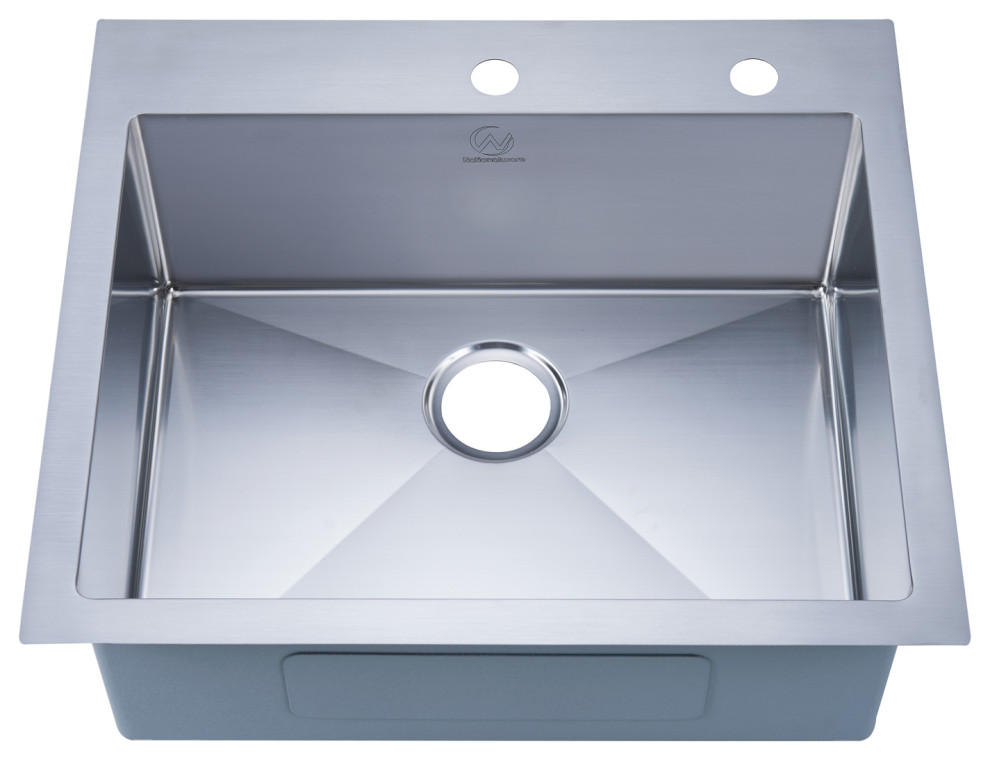 Stufurhome Overmount Stainless Steel 25 In. 2-Hole Single Bowl Kitchen ...