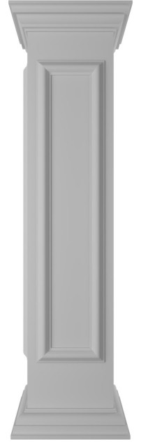 8"W x 40"H Corner Newel Post w/ Panel, Flat Capital, & Base Trim, 10"W ...