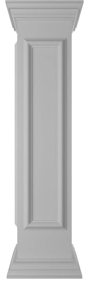 8"W x 40"H Corner Newel Post w/ Panel, Flat Capital, & Base Trim, 10"W ...