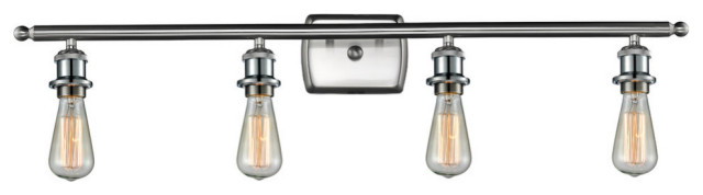 Innovations Bare Bulb 4-Light Bathroom Fixture, Brushed Satin Nickel ...