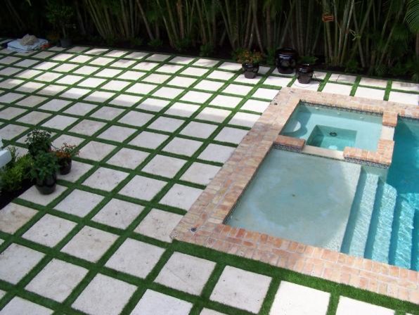 Travertine Paver With Turf Grid Inlay - Miami - by Hitching Post ...