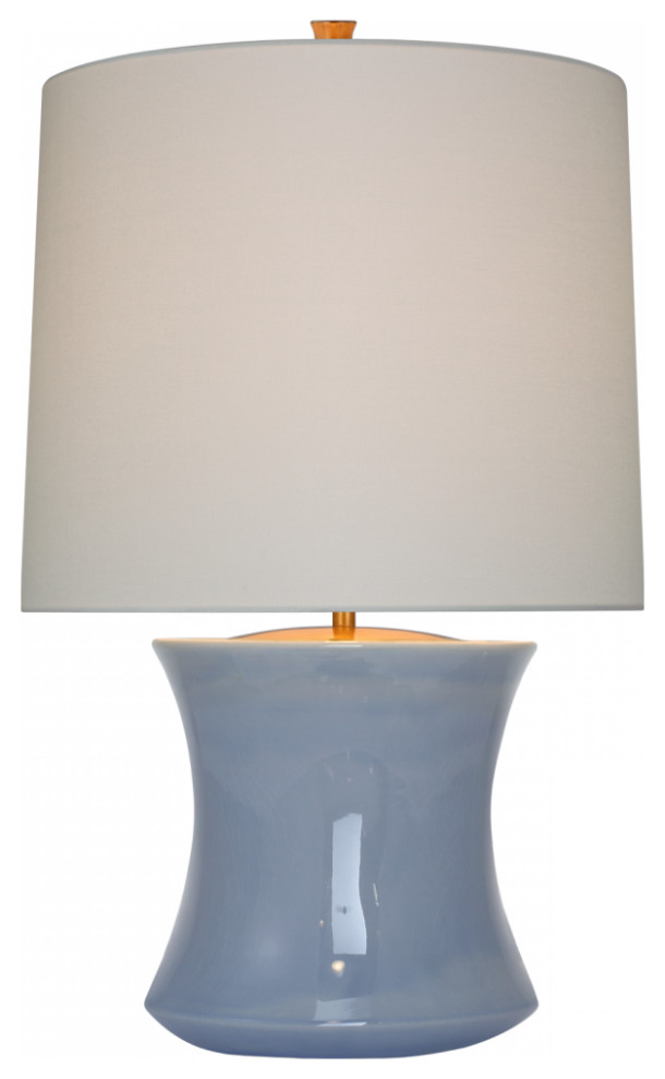 Marella Accent Lamp, 1-Light, Polar Blue Crackle, Linen Shade, 28"H ...