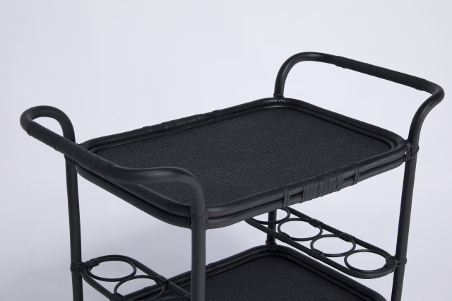 Carlo Rattan Bar Cart - Black - Tropical - Bar Carts - by Sika Design ...