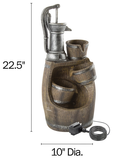 Old Fashion Hand Pump Fountain 4-Tier Barrel Cascading Waterfall With ...