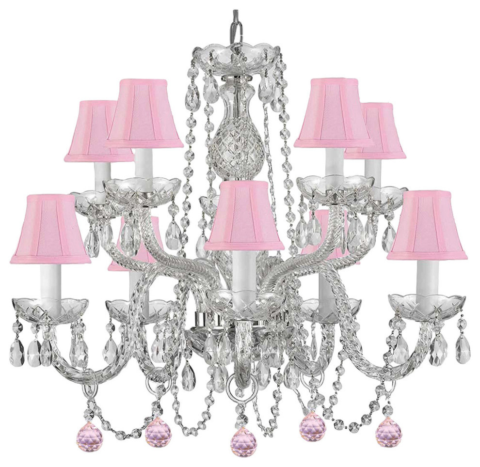 Empress Crystal Chandelier Lighting With Pink Crystal Balls and Pink ...