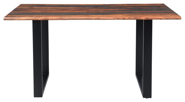 Sierra II Brown and Black Powder Coat Finish Dining Table - Industrial ...